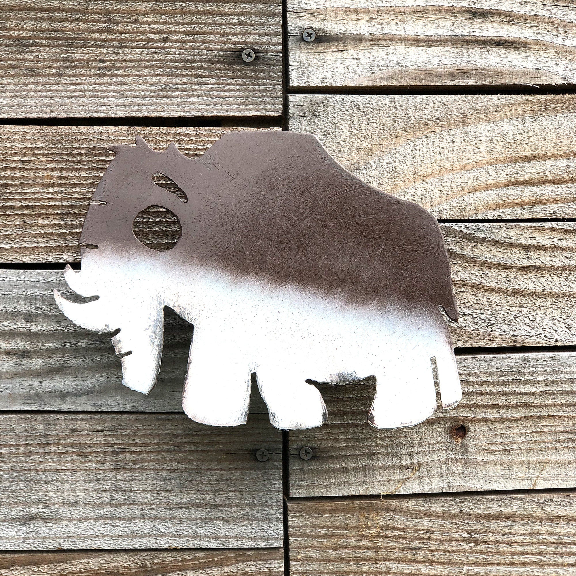 Handmade Metal Baby Woolly Mammoth Wall Art - Privacy Fence Decor ...